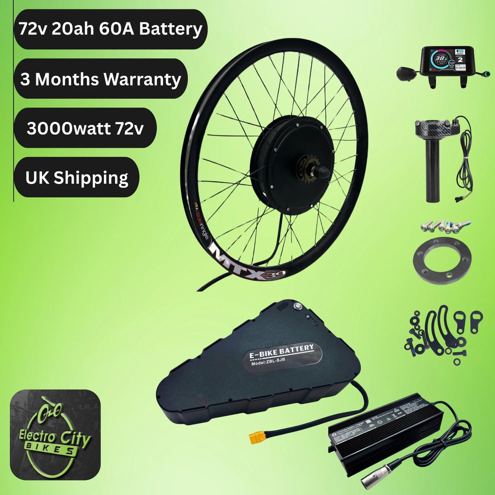 EBike Conversion Kit Amp 60A 72V 20ah with Battery 3000W Sine Wave MTX ...