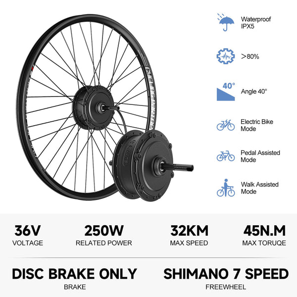 SUTTO 250W 36V Rear Hub Freewheel Electric Bike Hub Kits – ElectroCity ...